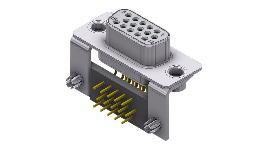HD-D15SYC/2M47HUN | Deltron Connectors High Density D-Sub Connector, Socket, DE-15, Radial Leads ...